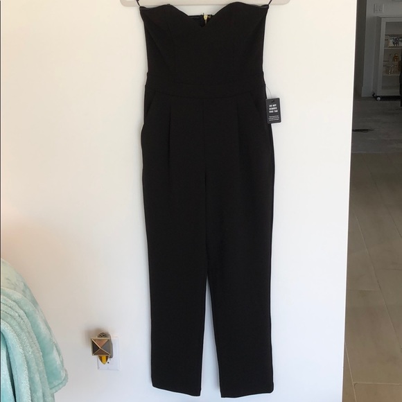 Express | Pants & Jumpsuits | Express Black Strapless Jumpsuit | Poshmark